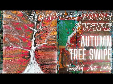 Autumn Tree Swipe - Acrylic Pour - YouTube
