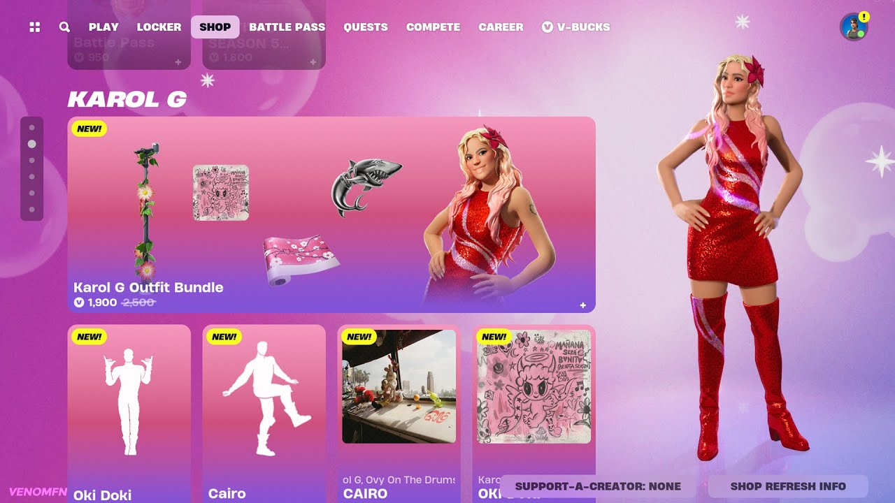 Karol G Fortnite Cosmetics Item Shop Bundle Showcase! (Release date ...