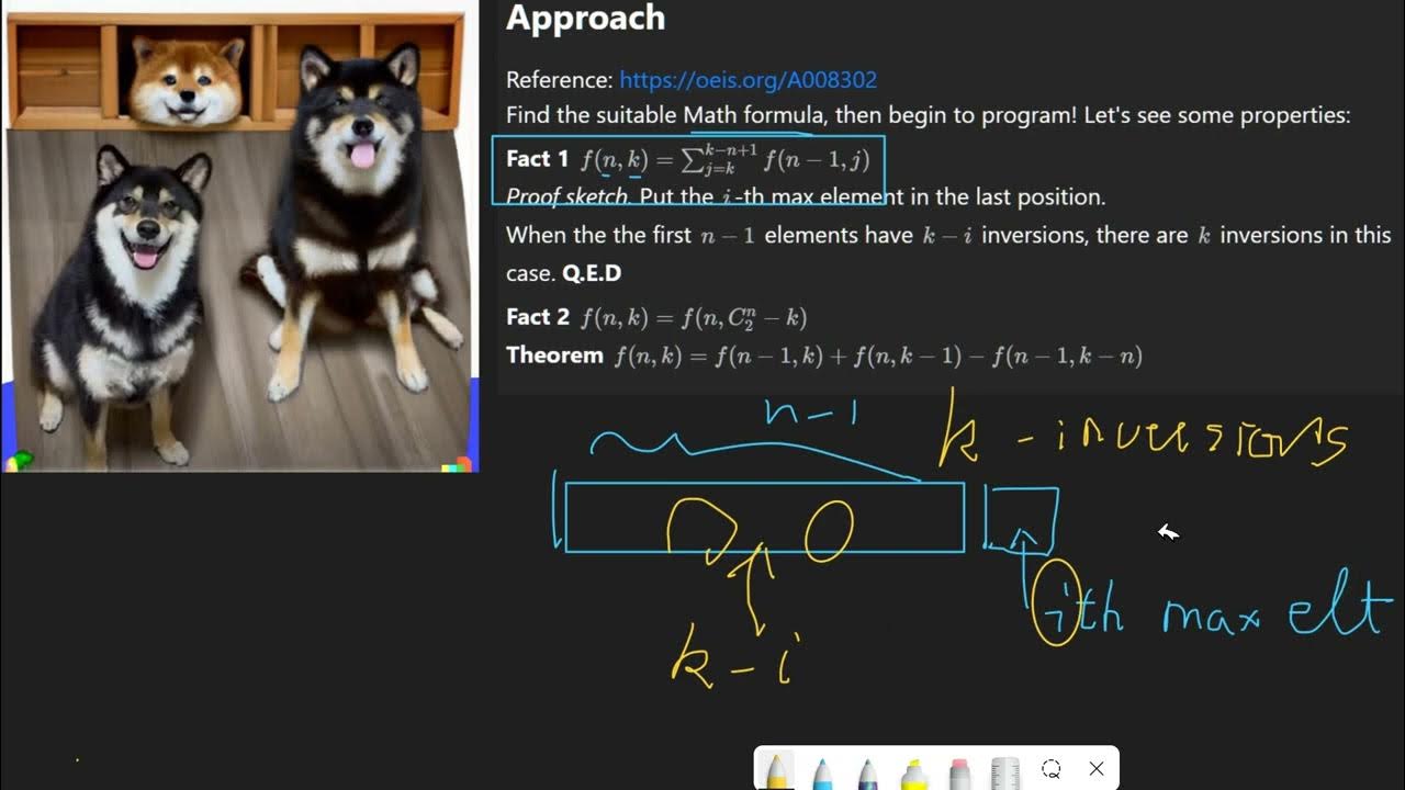 C++ python Mahonian三角四項遞迴公式解Leetcode難題629 K Inverse Pairs Array - YouTube