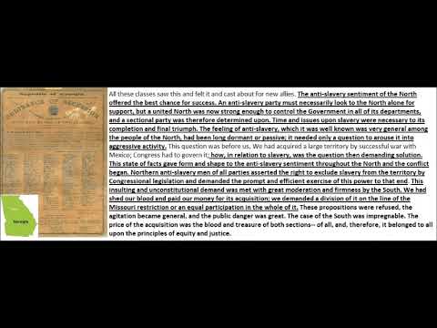 American Civil War Sources: Georgia Declaration of Secession; Why did ...