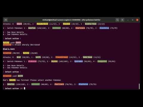 JavaScript Pokemon Command Line Game Demonstration - YouTube