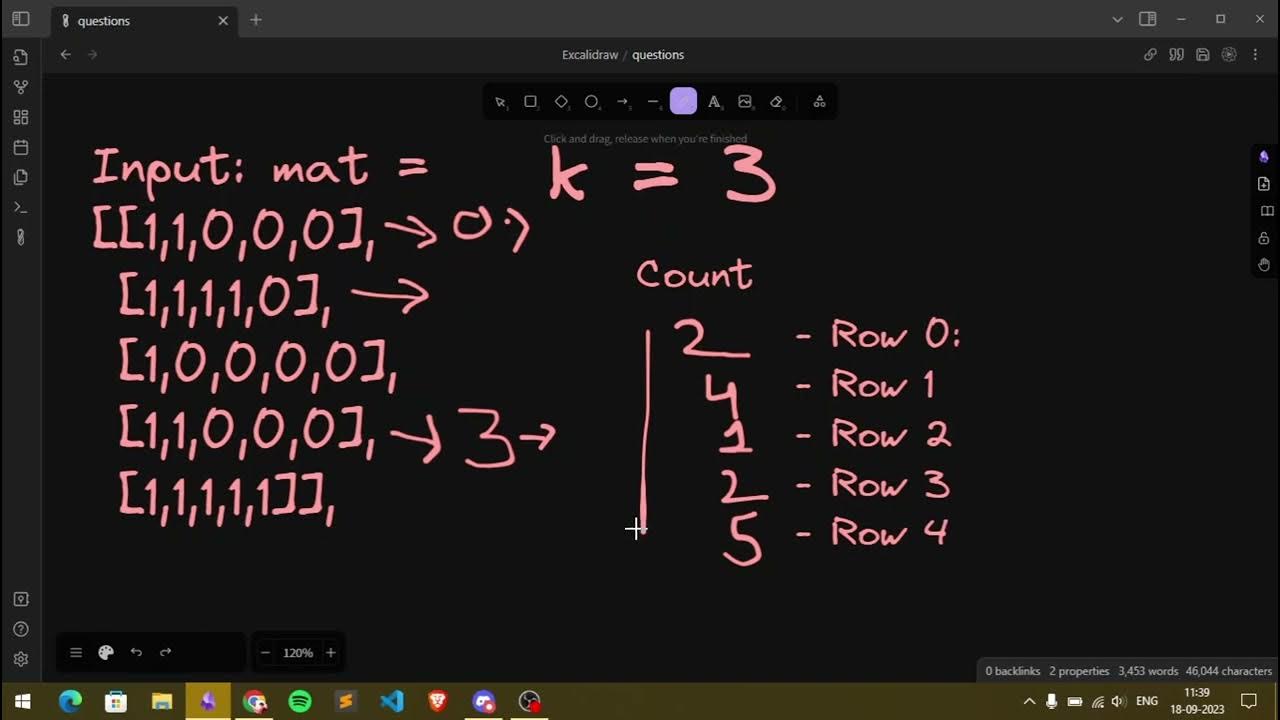 The K Weakest Rows In A Matrix Leetcode Problem Of The Day Youtube