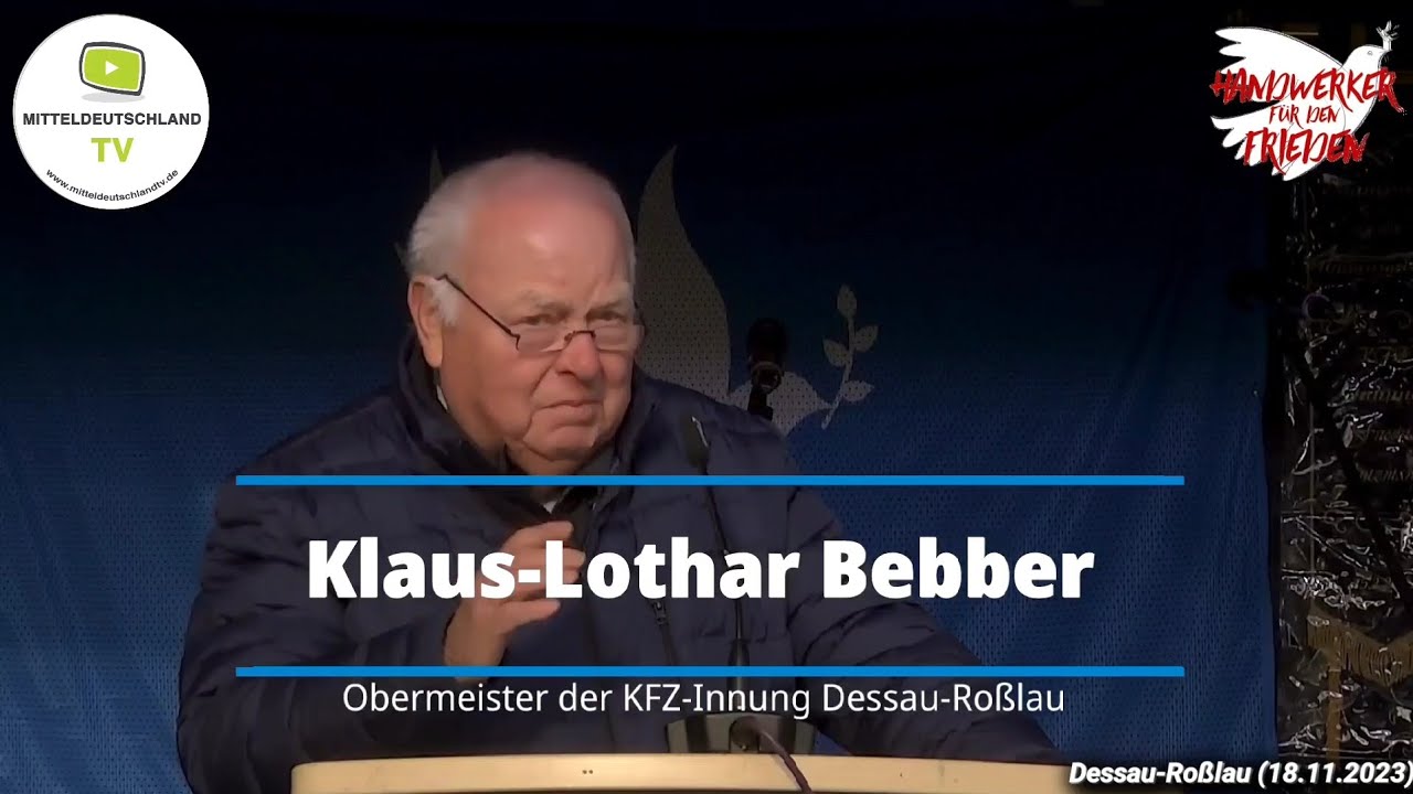 Klaus-Lothar Bebber (Obermeister der KFZ-Innung Dessau-Roßlau) 18.11.2023 in Dessau-Roßlau - YouTube
