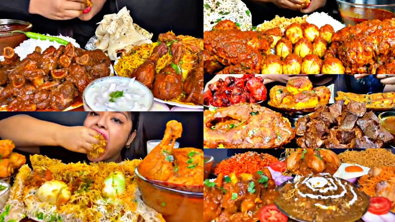 ASMR EATING SPICY MUTTON CURRY, CHICKEN BIRIYANI, EGGS | BEST INDIAN ...