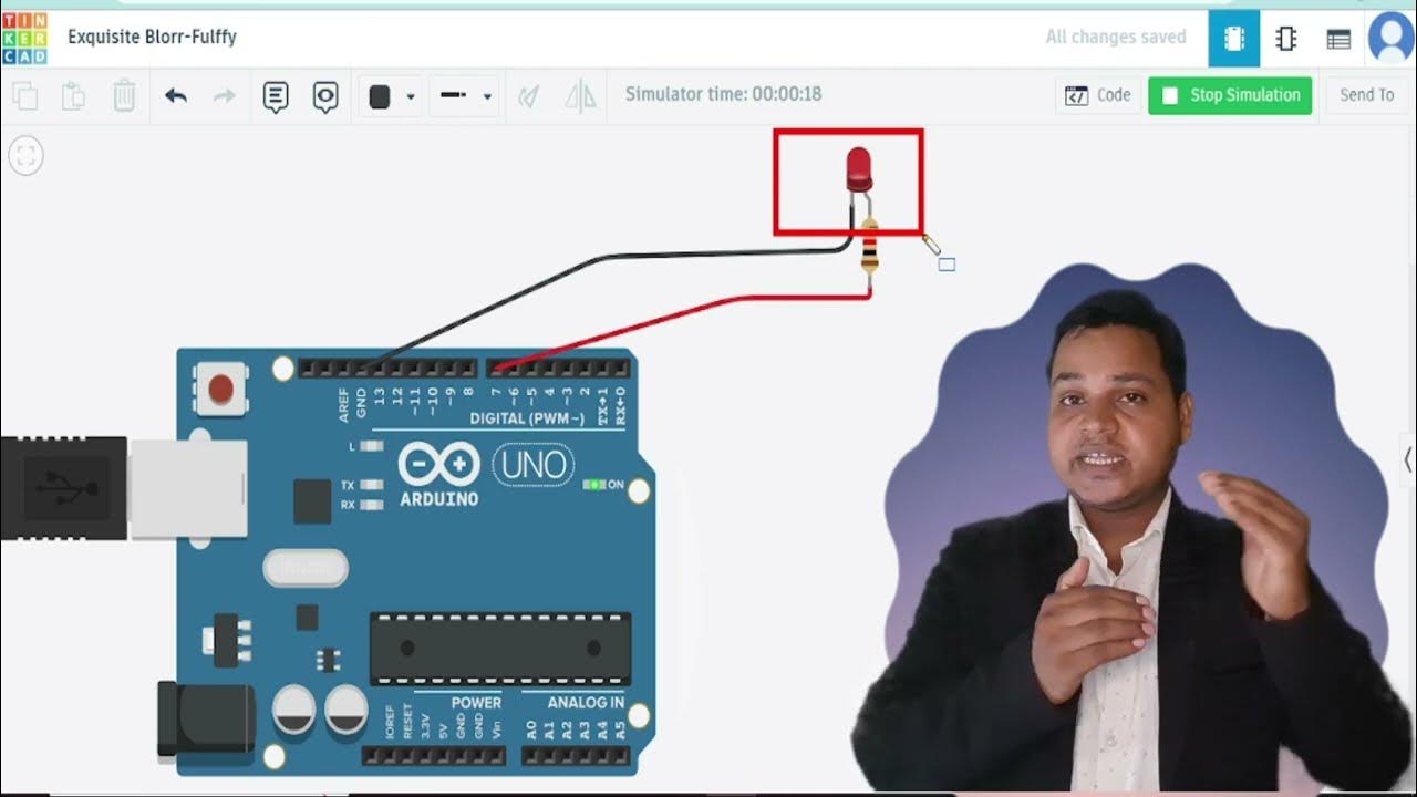 (41) How to blink led लैपटॉप में करें प्रैक्टिकल led blink project with arduino uno tinkercad ...