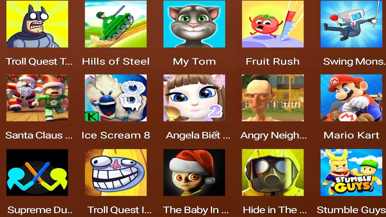 Mario Kart,Angry Neighbor,Hills Of Steel,Troll Quest TV Shows,Ice ...