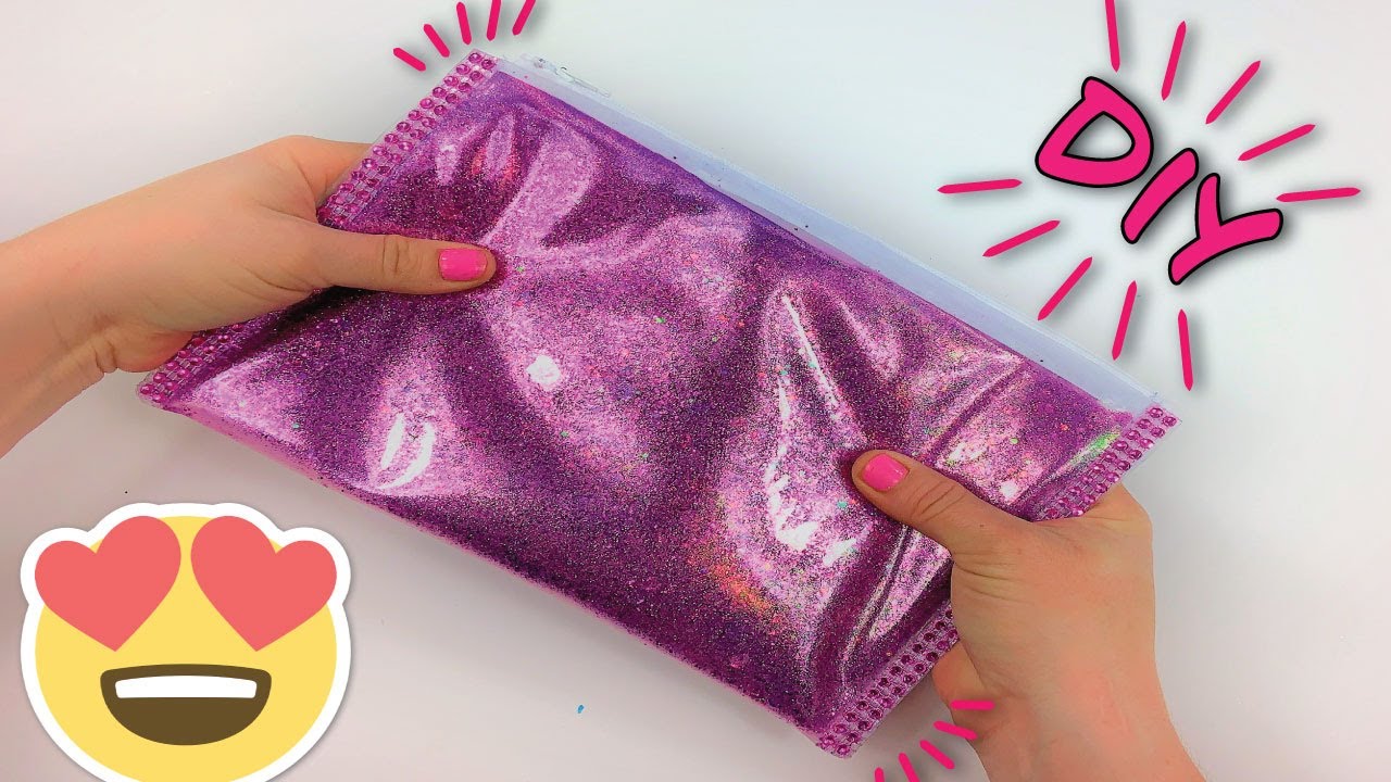 Easy DIY Floating Liquid Glitter Pencil Case | BACK TO SCHOOL DIY - YouTube