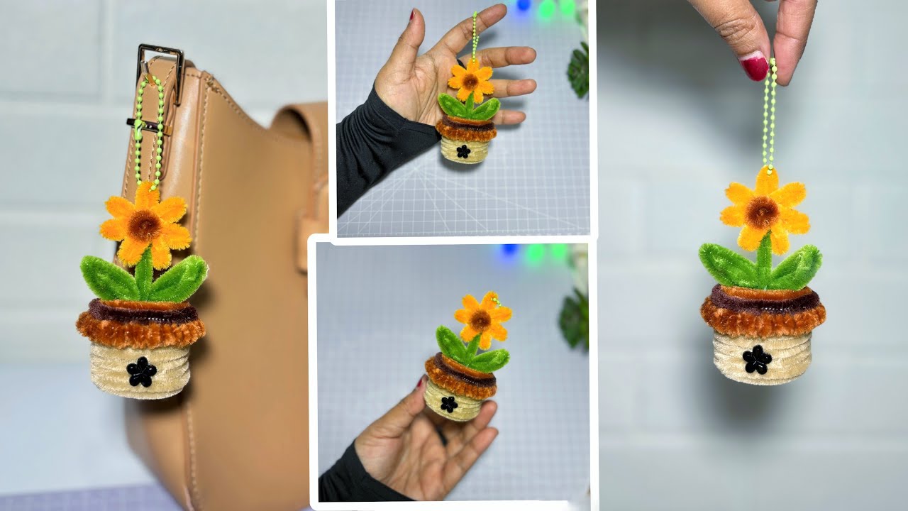 Mini Flower Keychain WithPipe Cleaners - Fuzzy Wire Craft Easy - YouTube