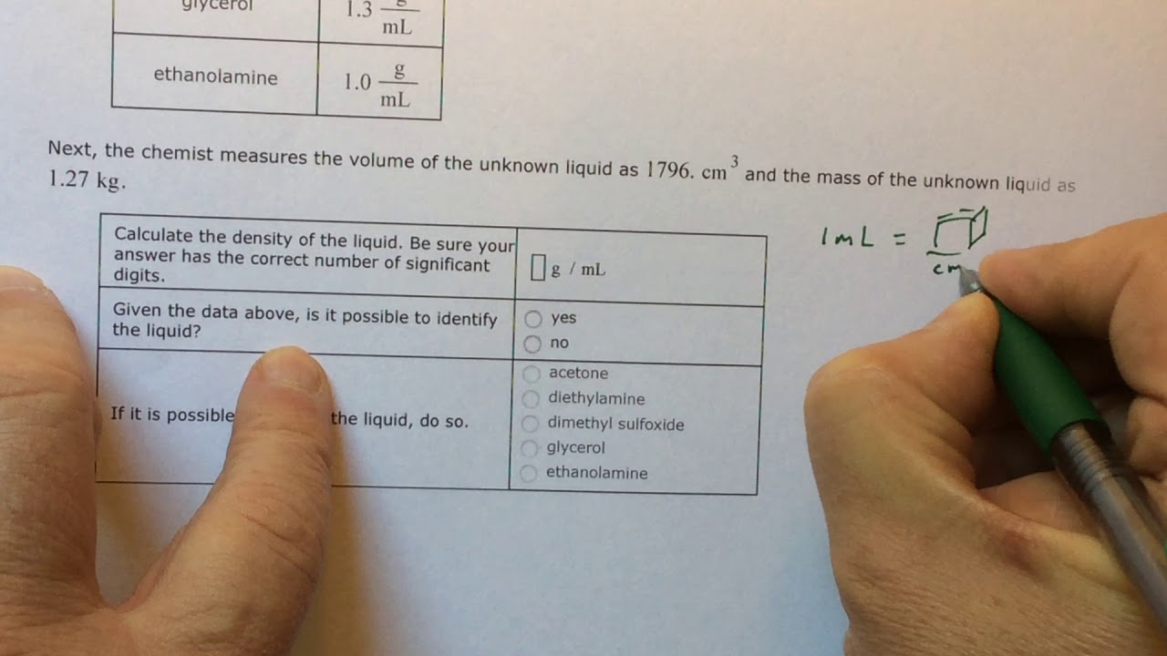 Aleks Calculating mass density - YouTube