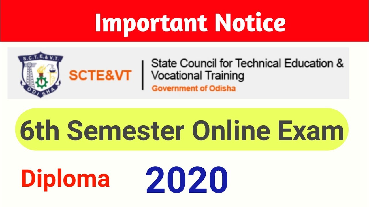 6th Semester online exam of diploma students | SCTE&VT | Latest update ...