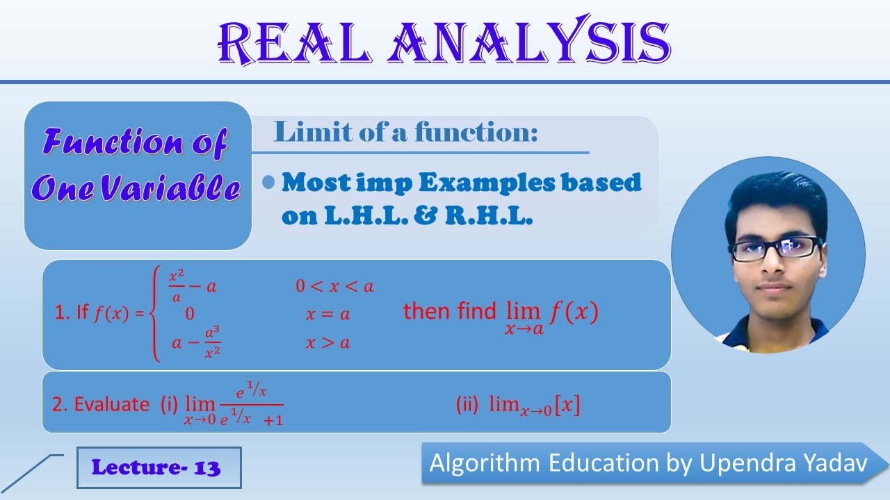 Function of one variable: Limit of a function - L 13 (Most imp examples ...