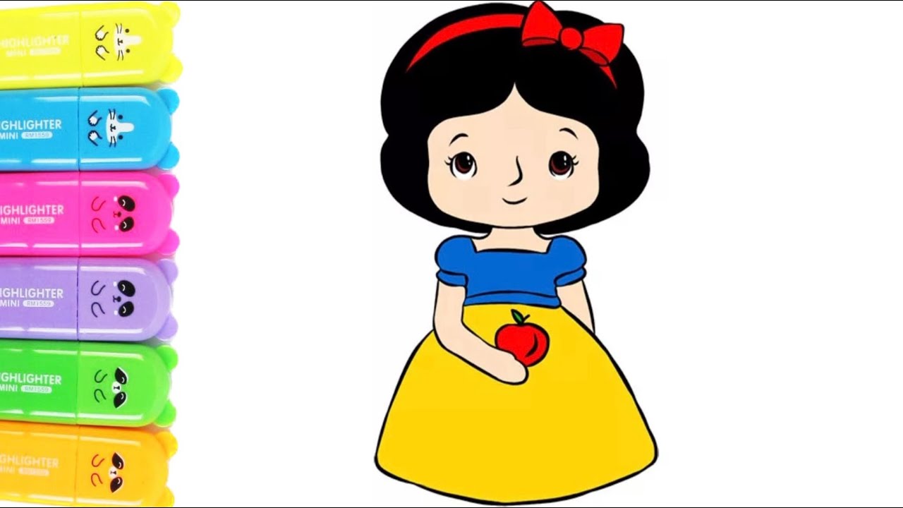 How to draw cute and easy Snow White // Easy Drawing, Painting and ...