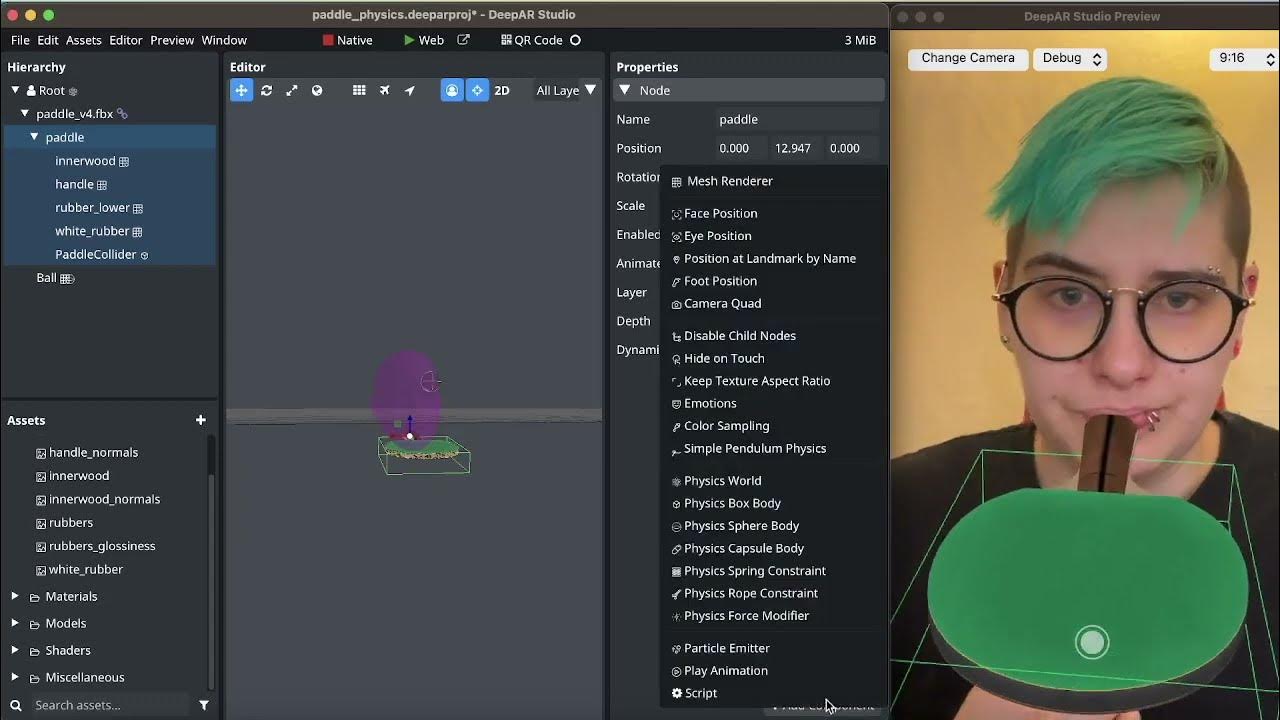 Physics and Scripting for Ping Pong Mini-game, Part 1 - DeepAR Studio Tutorials - YouTube