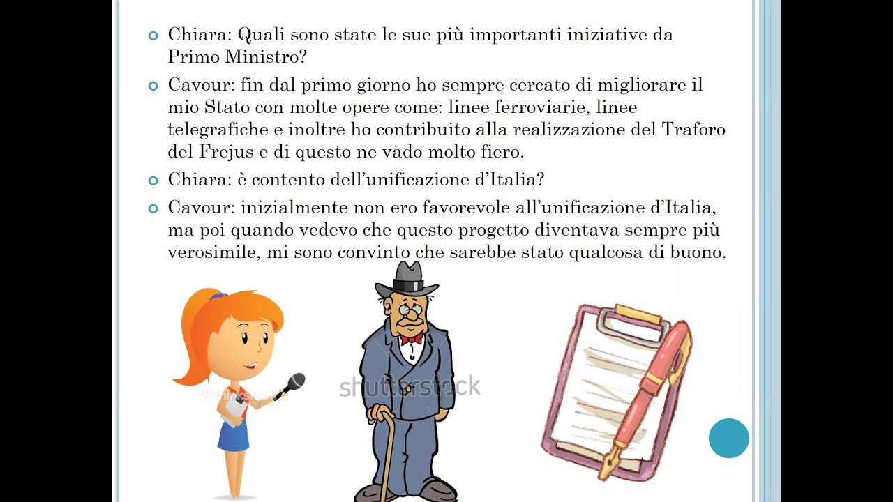 Intervista ad un personaggio storico:Cavour - YouTube