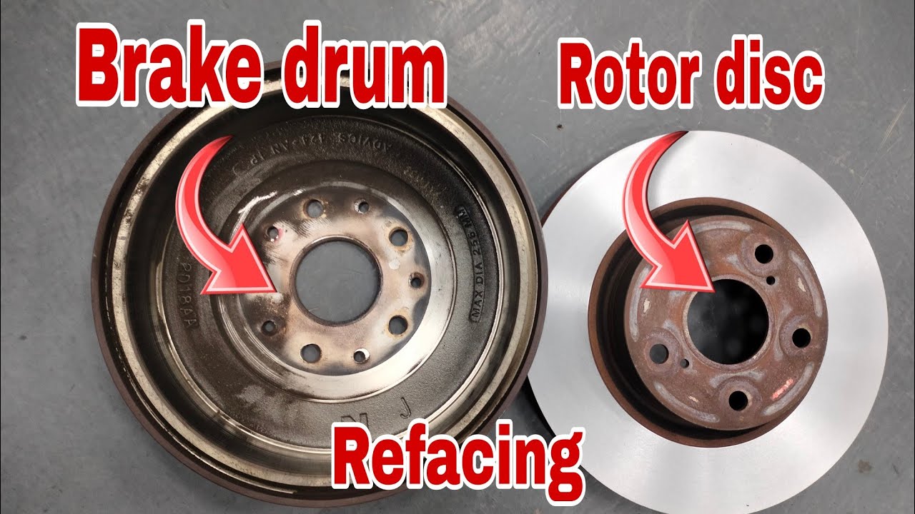 Brake drum rotor disc refacing - YouTube