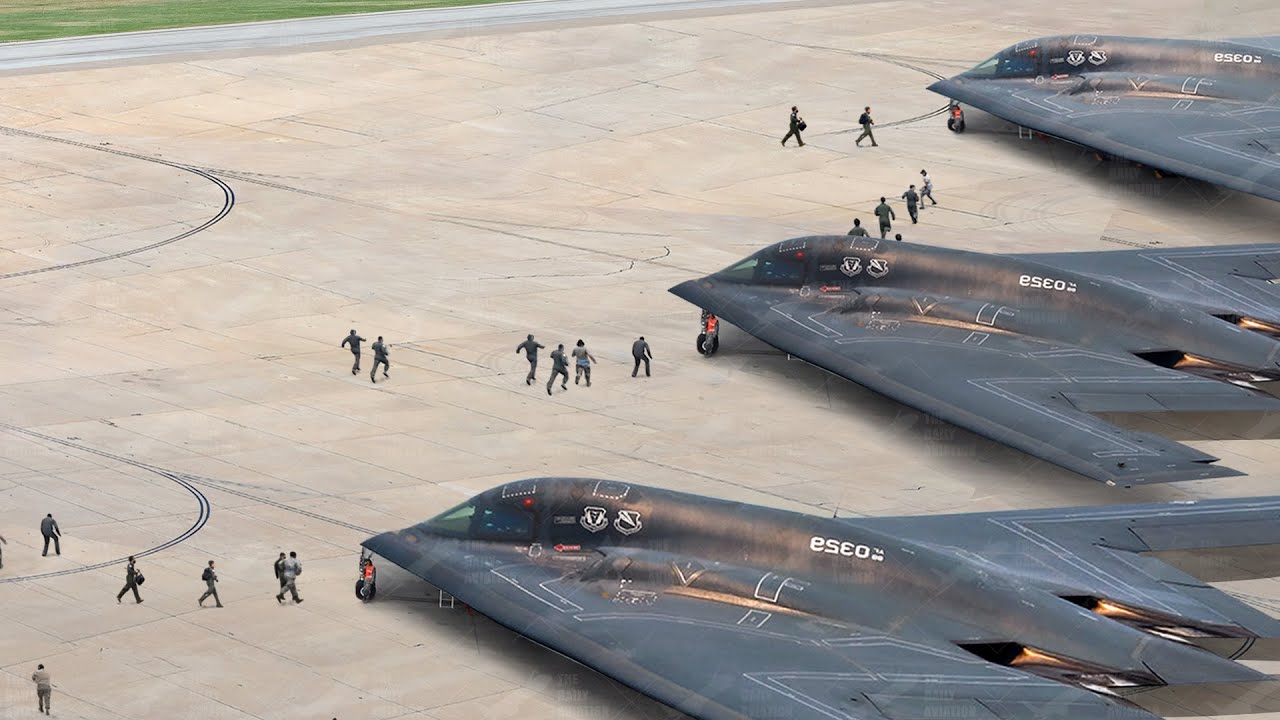 US Pilots Rush For Their Massive Stealth Bombers And Takeoff At Full