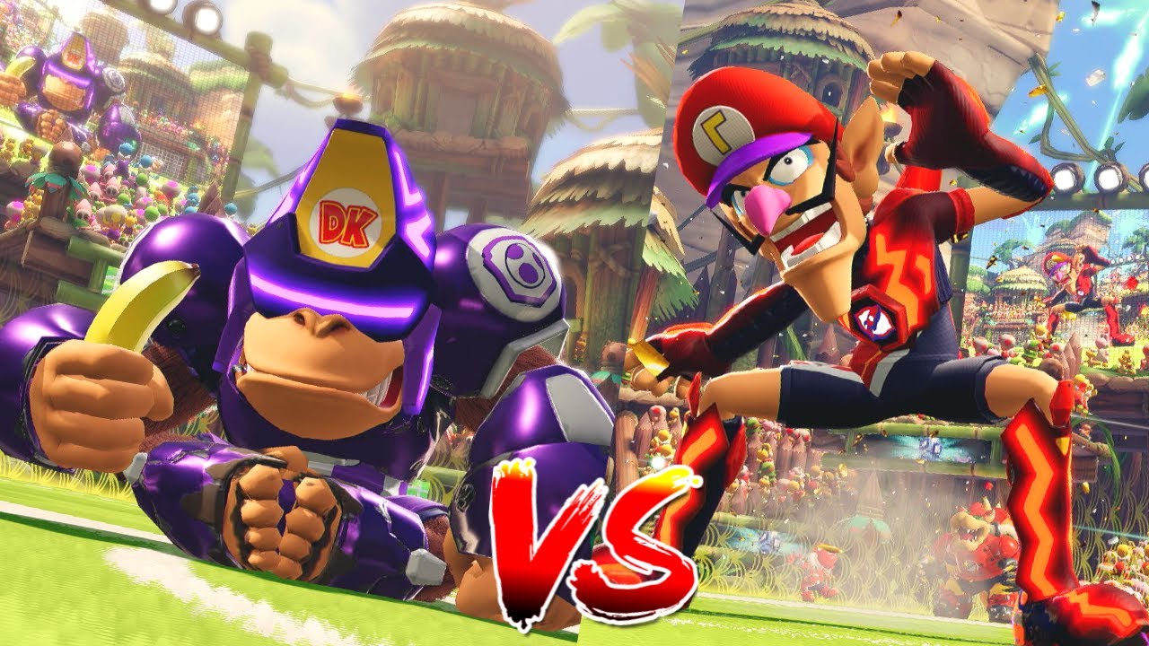Cyber Donkey Kong VS Cyber Waluigi - MARIO STRIKERS BATTLE LEAGUE - YouTube