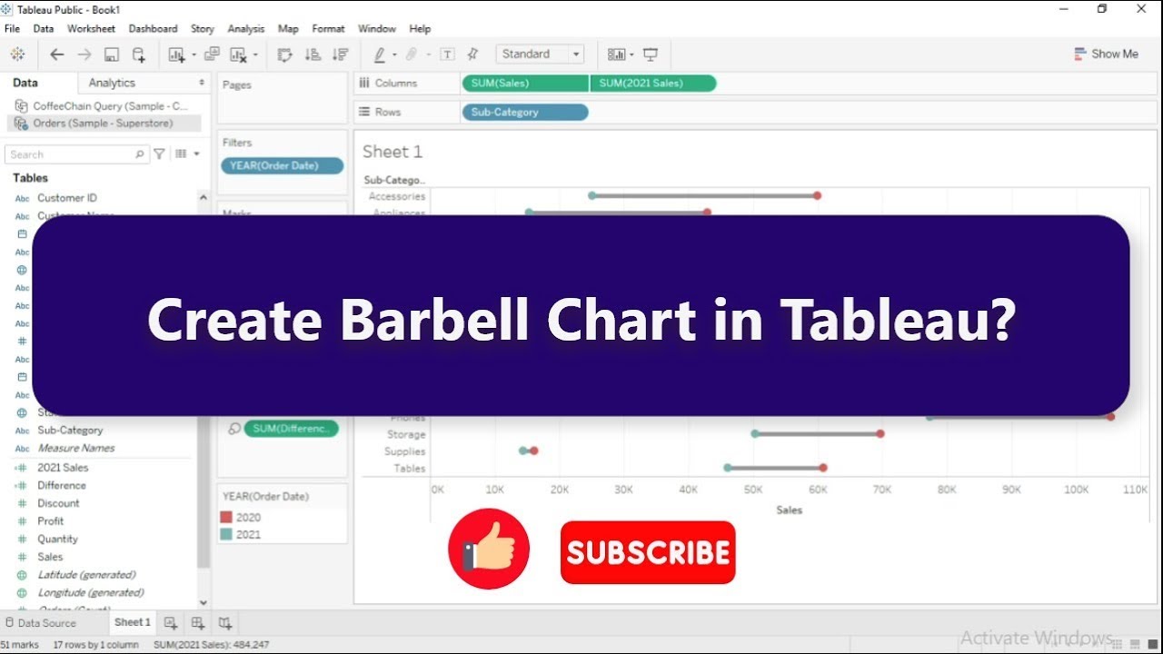 How to build Barbell Chart in Tableau? - YouTube