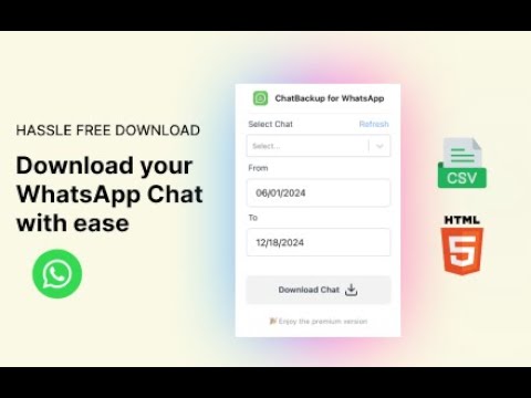 How to Download or Export WhatsApp Chat from PC | HTML or CSV | ChatBackup 2.0 - YouTube