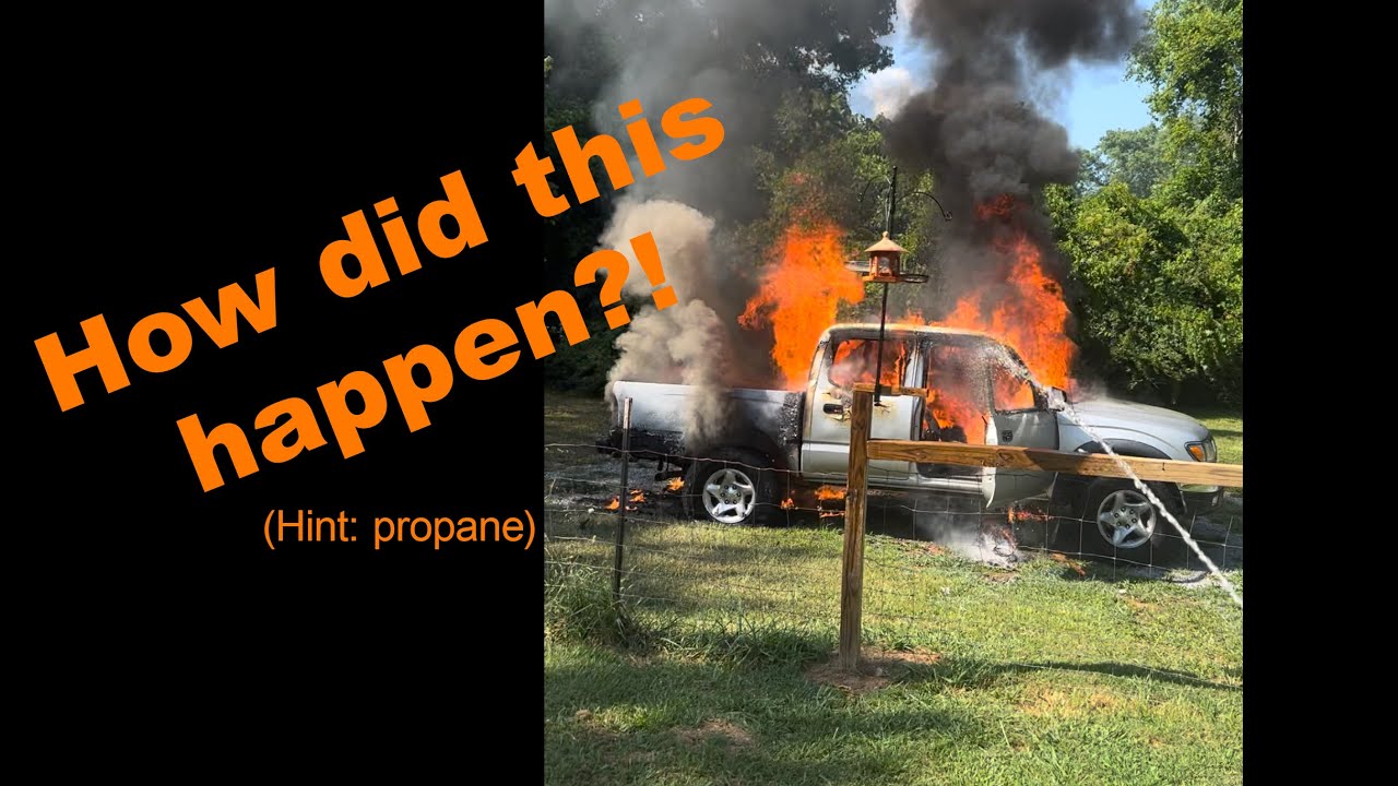 Propane tank explodes and burns truck to the ground - YouTube