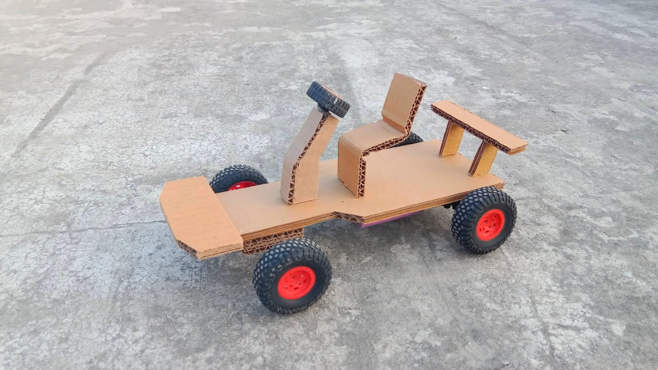 How To Make Cardboard Car At - Home diy toy DC motor toy..... - YouTube