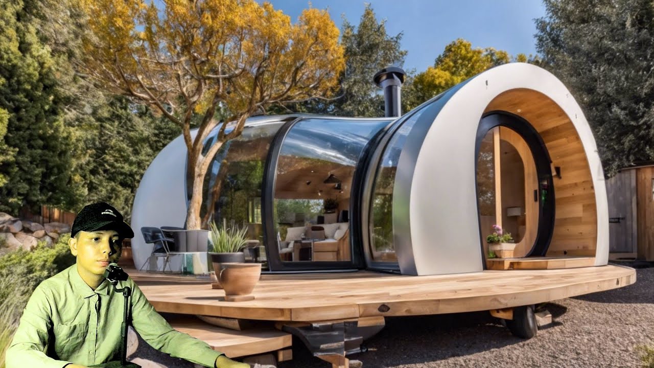 Incredible curved tiny house with courtyard Like No Other! - YouTube