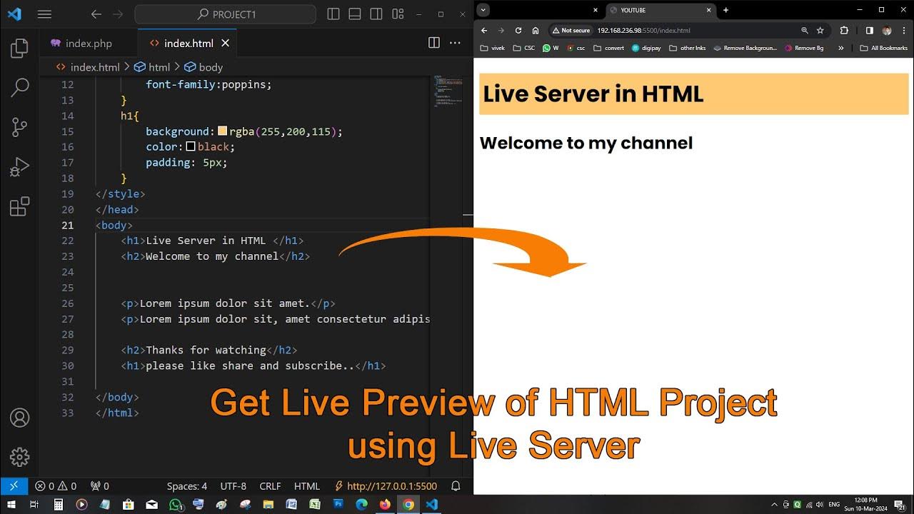 Live Server in HTML, VS Code - YouTube