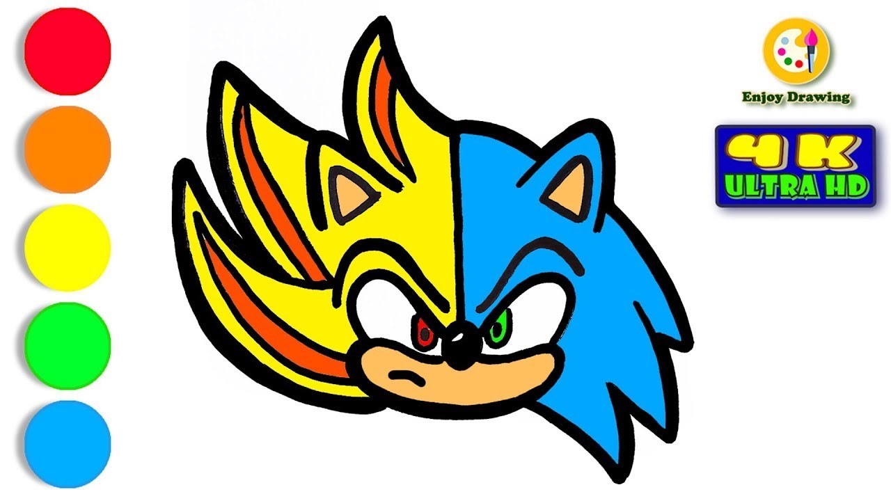 SONIC VS SUPER SONIC FACE Drawing EASY for Kids Step by step | ENJOY ...