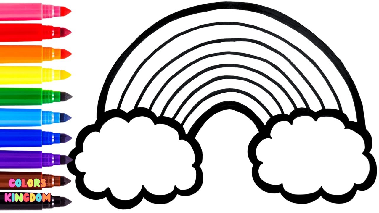 How To Draw A Rainbow 🌈☁️💗 Draw And Color A Rainbow | Drawing For Kids ...