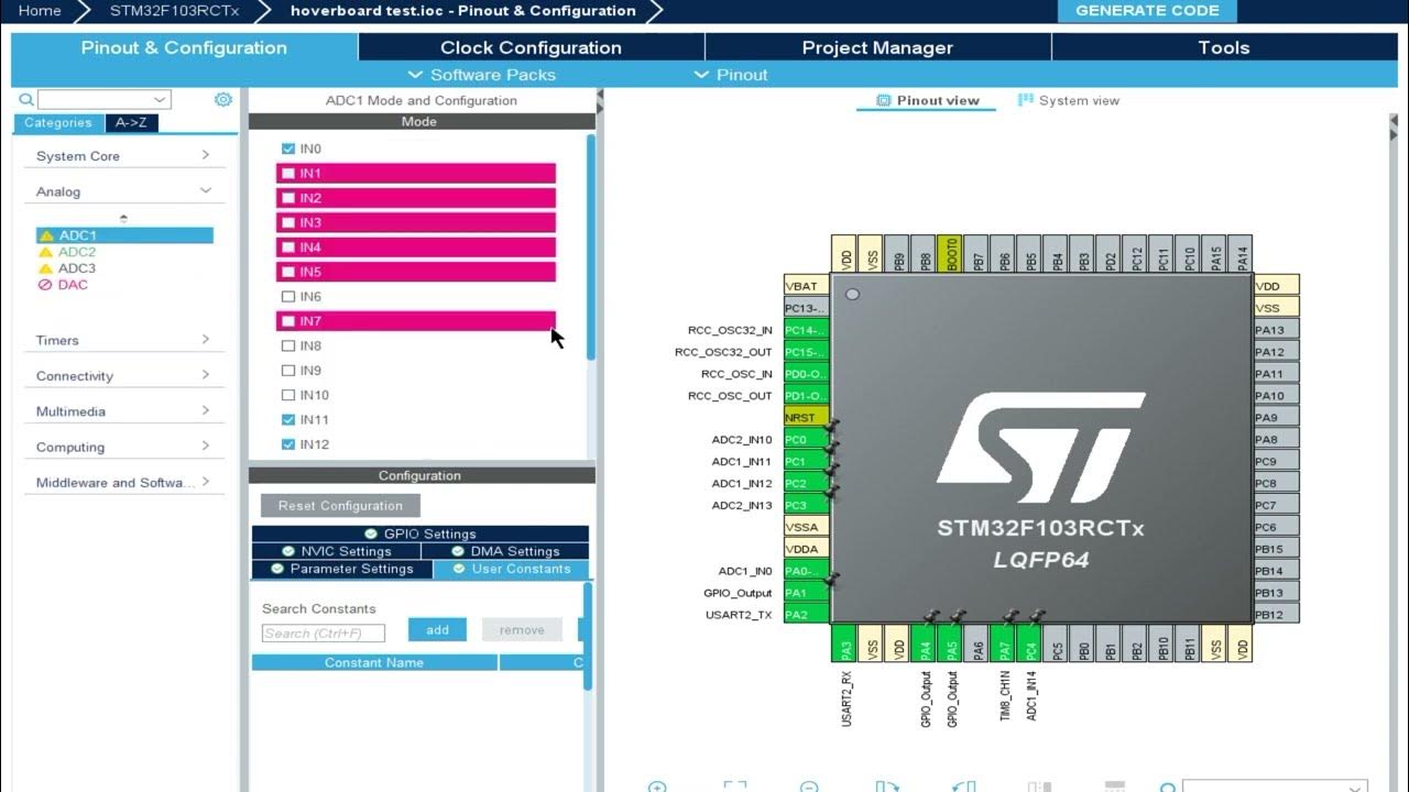HOVERBOARD PIN OUT Configuration WITH STM32CUBEMX 3PHASE BLDC MOTOR with HALL SENSORS part 1 ...