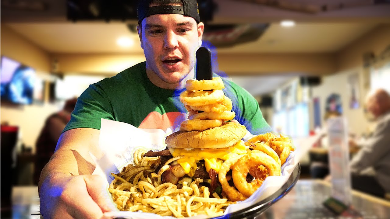 ENORMOUS BURGER CHALLENGE AT THE HITCHING POST!!! |Salem, OR| - YouTube