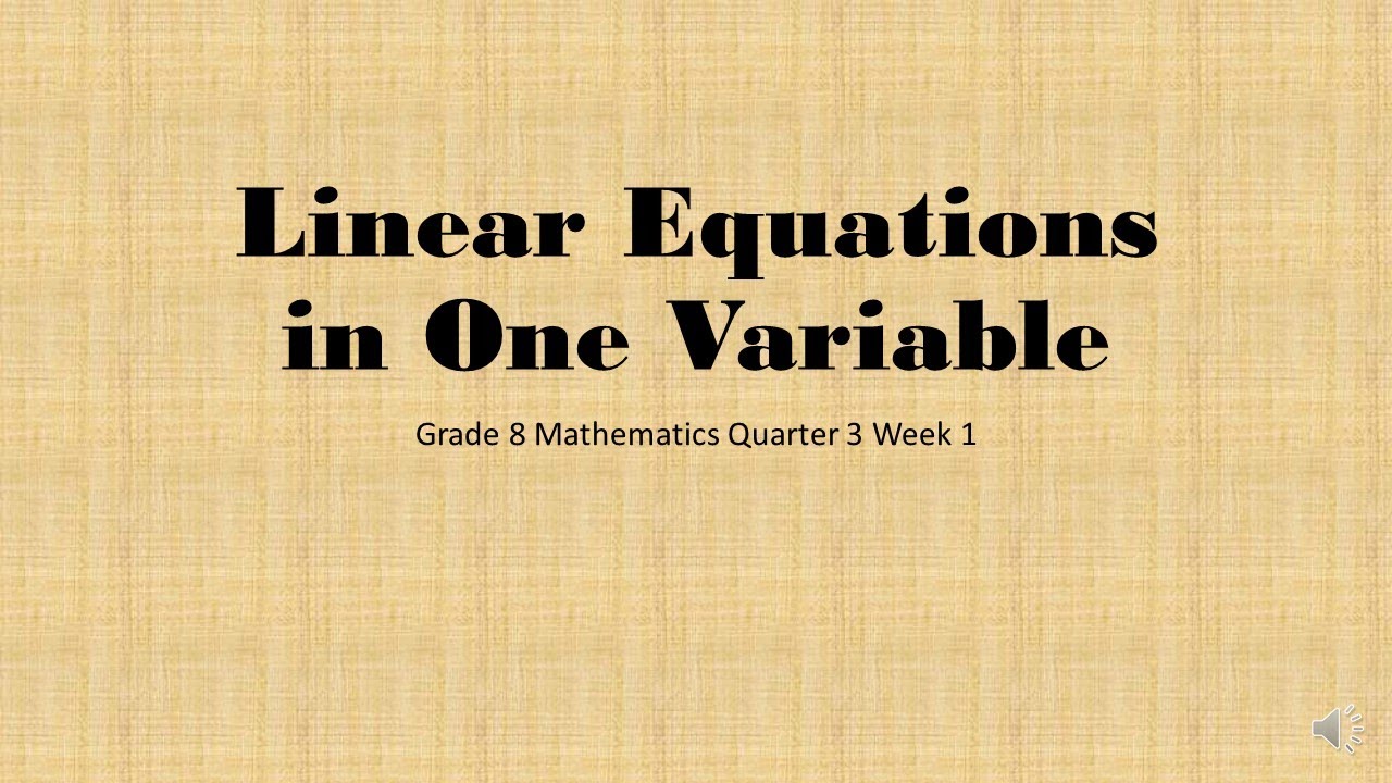 Linear Equations in One Variable - YouTube