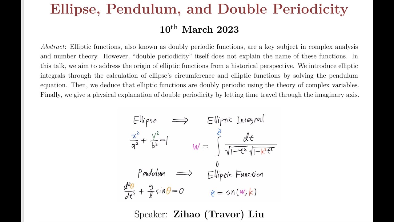 Ellipse, Pendulum, and Double Periodicity - YouTube