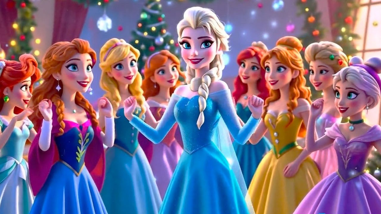 Elsa and Colorful Princesses in Christmas Song ! - YouTube