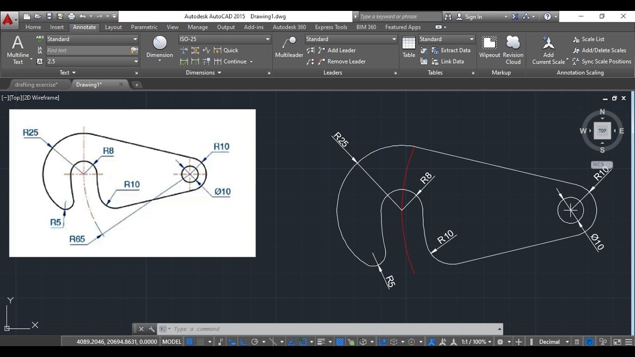 AutoCAD 2D Drafting Exercise # 2 Lembar latihan - YouTube