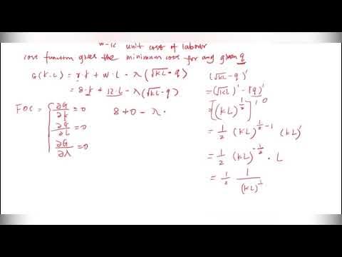 Conditional input demand and the derivation of a cost function - YouTube
