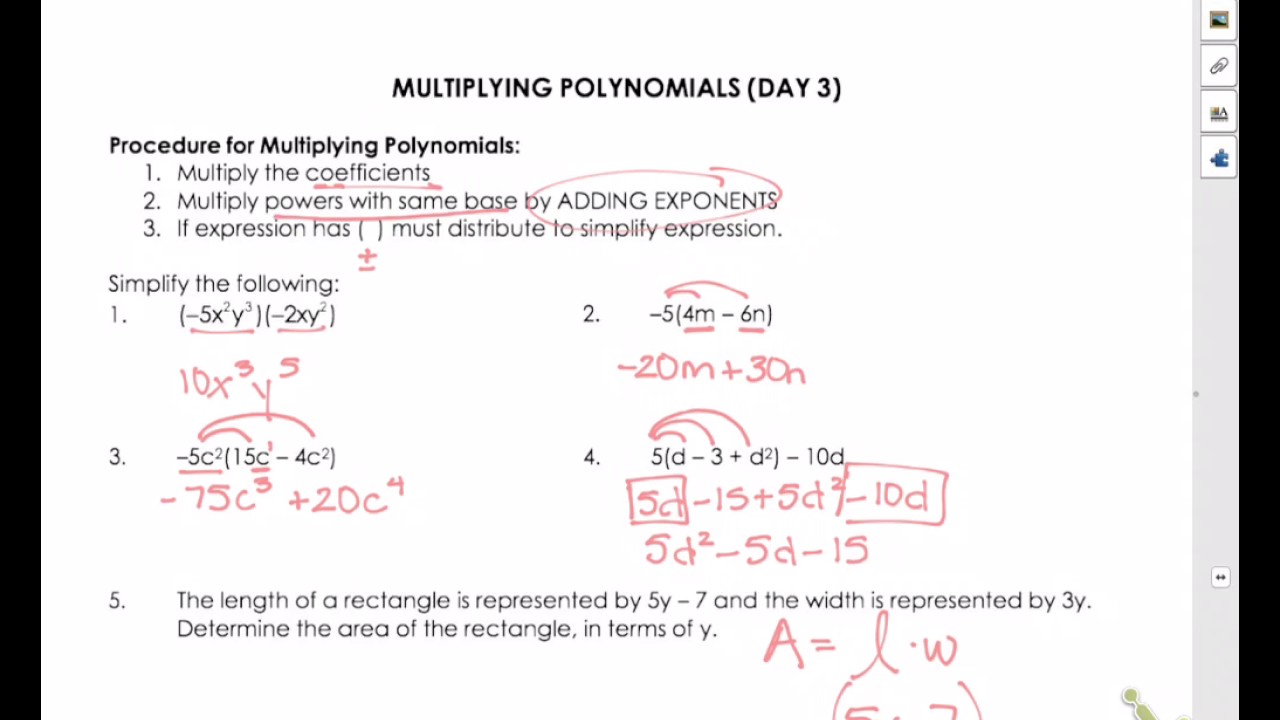 Algebra 1 Unit 7 Lesson 3 - YouTube
