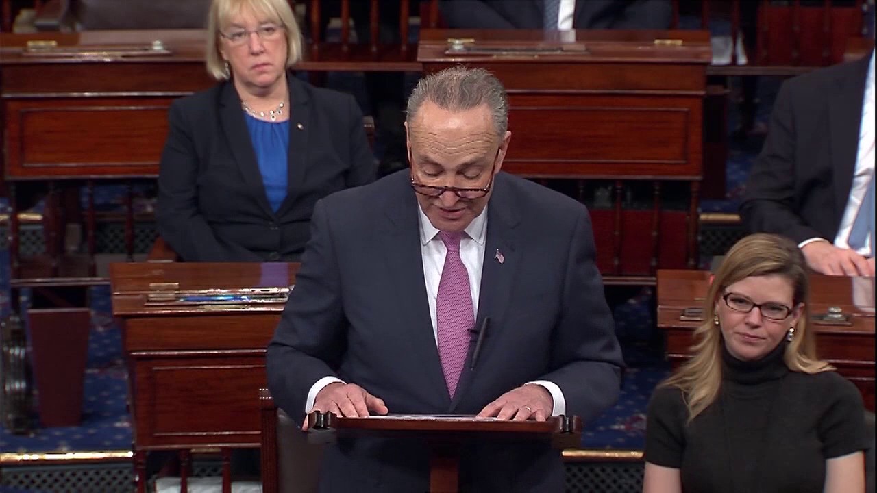 Senate Democratic Leader Chuck Schumer Speaks Upon Being Sworn Into the ...