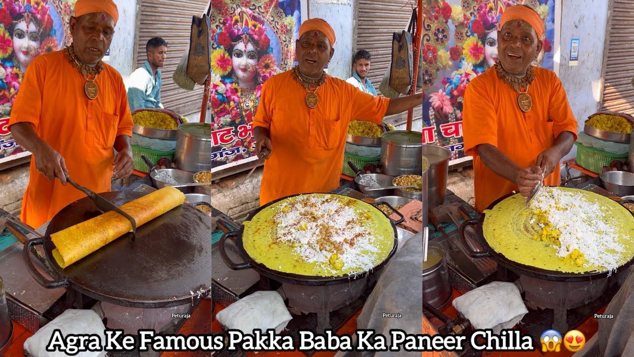 Agra Ke Famous Pakka Baba Ka Paneer Chilla 😱😍 #streetfood #agra #paneerchilla - YouTube