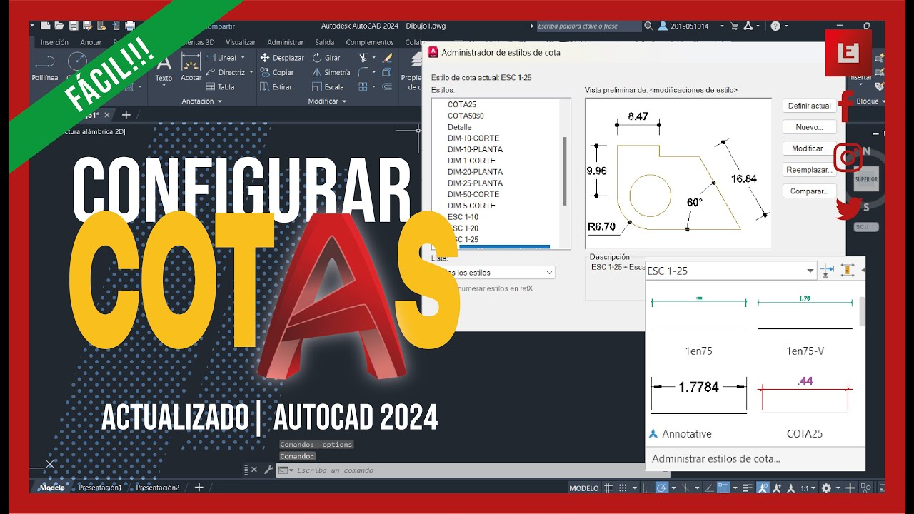 Como configurar cotas en Autocad 2024 a escala | Actualizado | Muy ...