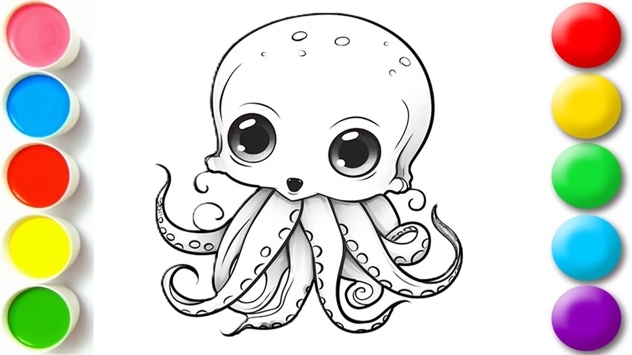 Baby octopus 🐙 simple drawing, Drawing, Coloring & Painting for Kids ...