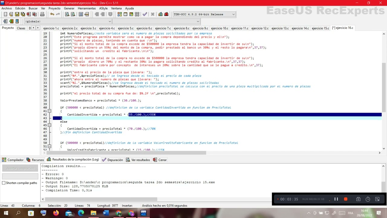ejercicio 16 taller 2 progra 2 - YouTube
