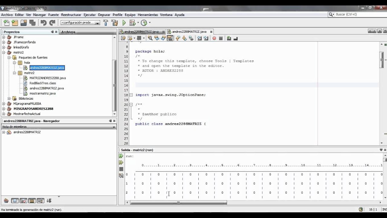 mostrar matriz con columnas y filas - YouTube