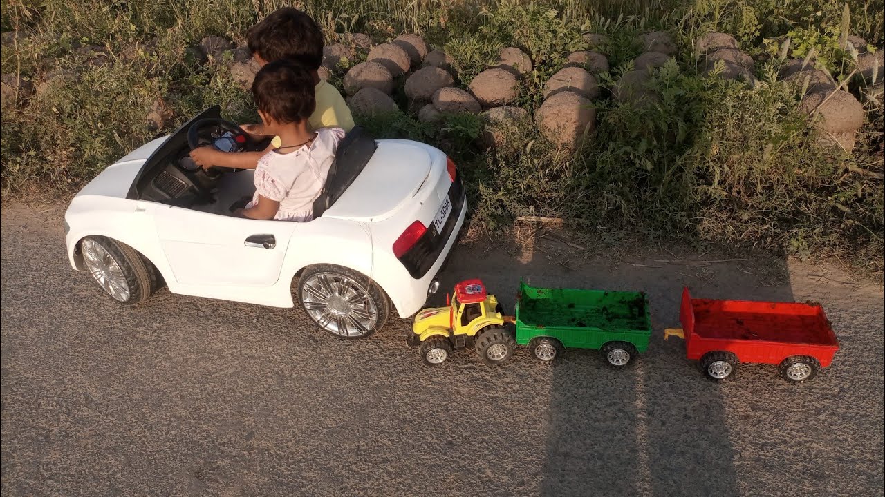 beautiful tochan tractor car load trolley in the cow potty - YouTube