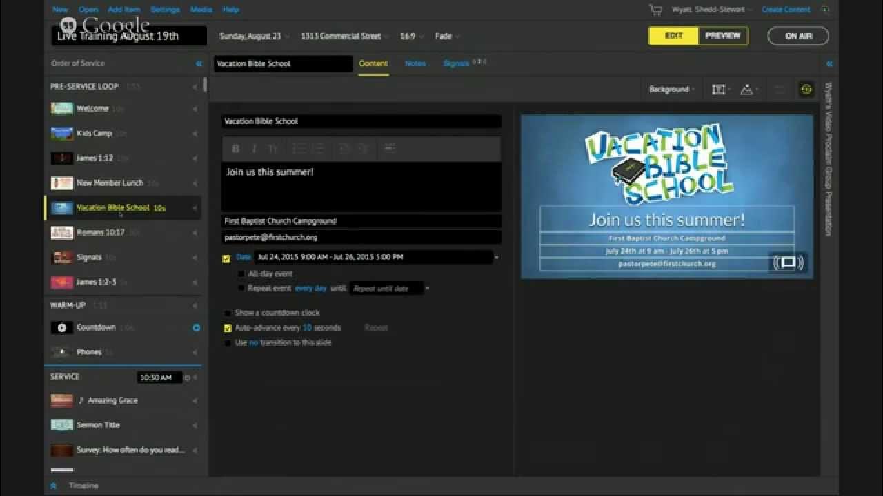 How to use Proclaim Church Presentation Software - YouTube