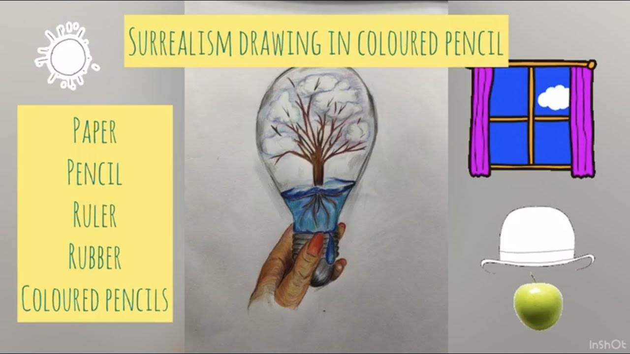 Surrealism study using coloured pencil crayon - YouTube