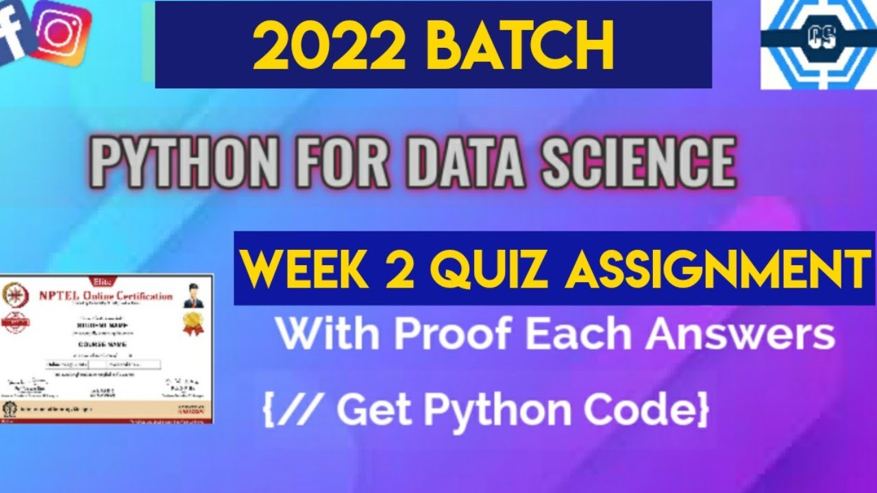 Python For Data Science Assignment Solution Week 2 Nptel Swayam 2022 Youtube