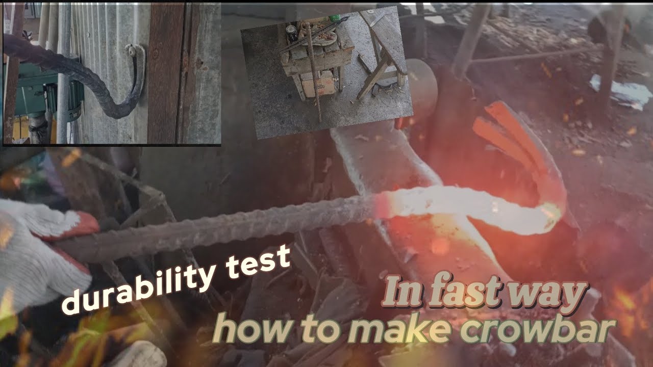 HOW TO MAKE METAL CROWBAR IN FAST WAY ALL PROCESS WITH DURABILITY TEST ...