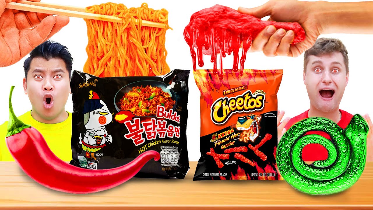 SPICY VS SOUR FOOD CHALLENGE | 24 HOURS EATING ONLY CRAZY FOODS FUNNY ...