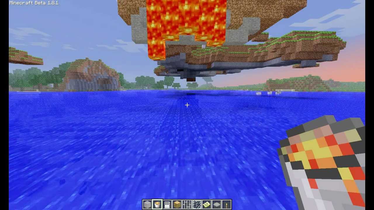 Lava makes holes in water! Minecraft 1.8.1 - YouTube